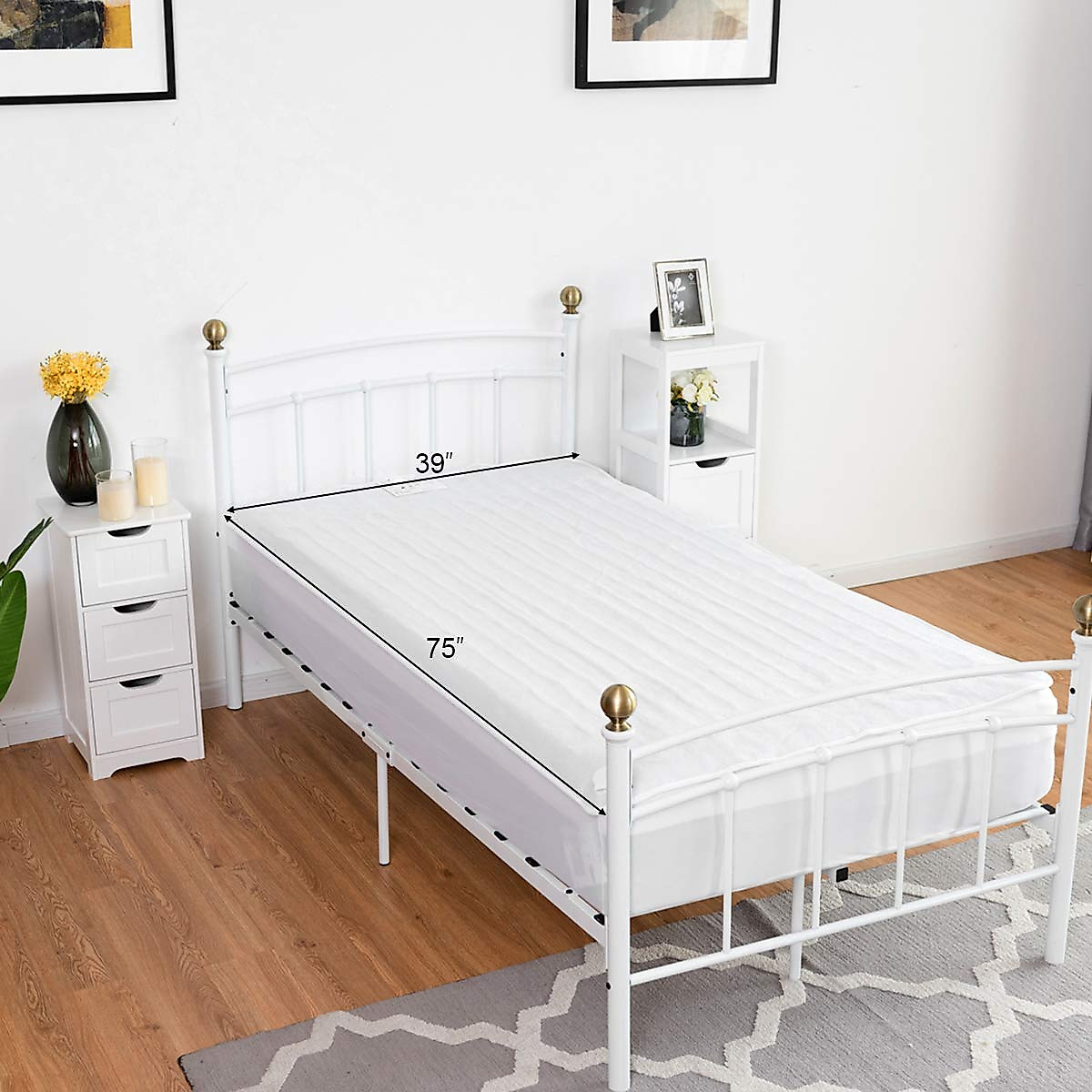 GORELAX Heated Mattress Pad Twin Size, Electric Mattress Pad Cover w/ 8 Heating Settings,4 Auto Shut Off Settings & Single Control, Bed Warmer Heater w/Deep Pocket, Machine Washable, ETL certificated