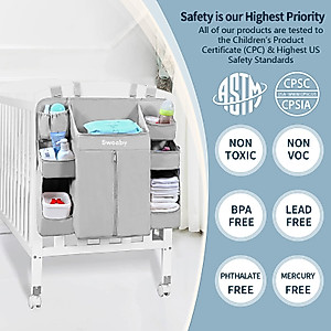 Sweeby Diaper Organizer for Changing Table and Crib Diaper Stacker Nursery Organizers for Cribs Hanging Diaper Caddy Organizer for Baby Essentials