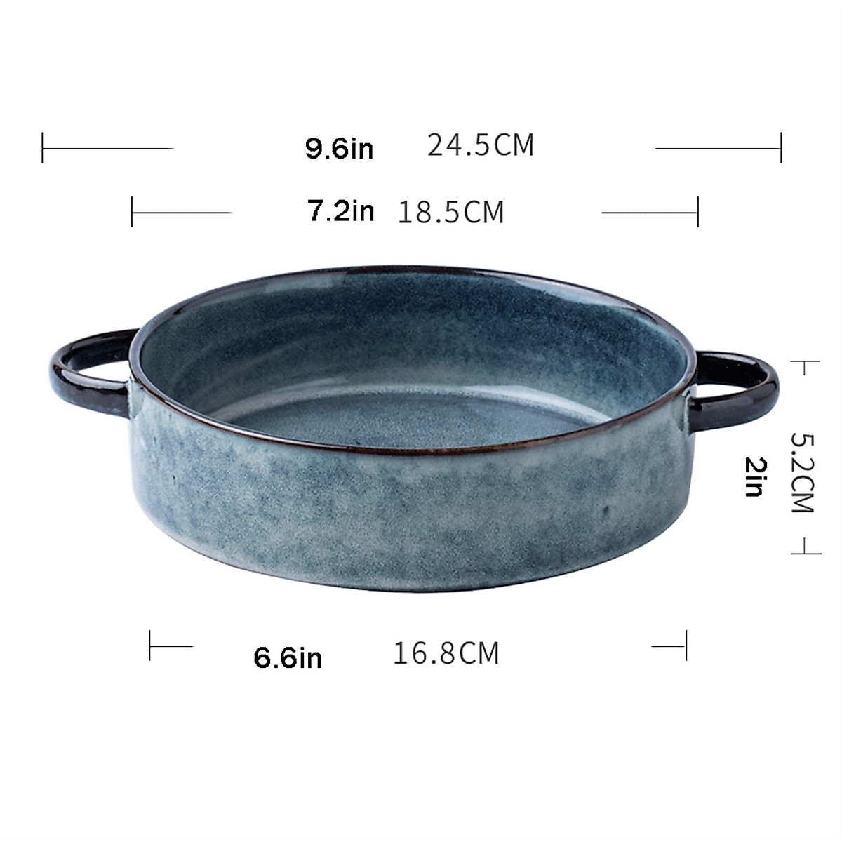 WAOCEO Dinner plate Dinner Plate Chinese Creative Ceramic Plate Household Double Ear Handle Large Bowl Plate Round Porcelain Dinner Plates Dishes Plates (Color : B)