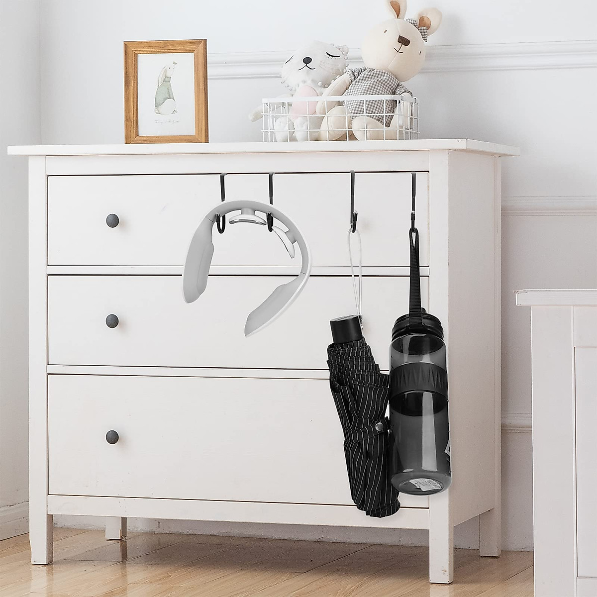 Tinfol 8 Pack Cabinet Door Hooks, Double S-Shaped Over Door Shower Hook, Stainless Steel Over Door Hook, for Kitchen, Bathroom, Closet, Cabinet Cupboard, Shower, Drawer, Wardrobe, Office (Black)