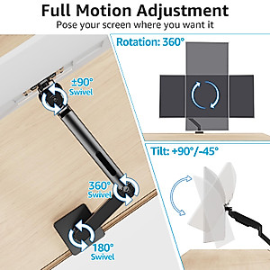 MOUNTUP Monitor Desk Mount Fits 22-42'' Heavy Duty Widescreen, Gas Spring Computer Monitor Stand for desk, Holds 4.4-33 lbs Larger Screen, Ultrawide Monitor Arm with USB, VESA Mount Clamp/Grommet Base