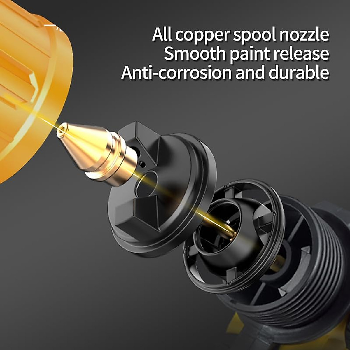 Paint Sprayer 1000W HVLP Electric Spray Paint Gun with 6 Copper Nozzles and 3 Spray Patterns 1200ML High Capacity Container for Furniture, Fences, Walls, Garage Doors (Yellow)