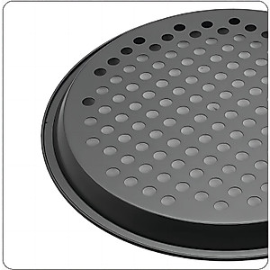 Bamboo's Grocery LoKii Round Pizza Pans Set, Baking Steel Pizza Pan for Oven, Nonstick Pizza Oven Tray, Grill Pizza Plates, 12.6 Inches, 2 Pack