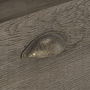 Bush Furniture Yorktown L Shaped Desk with Hutch, Lateral File Cabinet and 5 Shelf Bookcase, 60W, Restored Gray