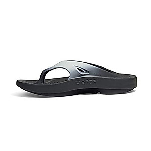 OOFOS Unisex Ooriginal Sport Thong Flip Flop,Black/Cloud White,7 B(M) US Women/5 D(M) US Men