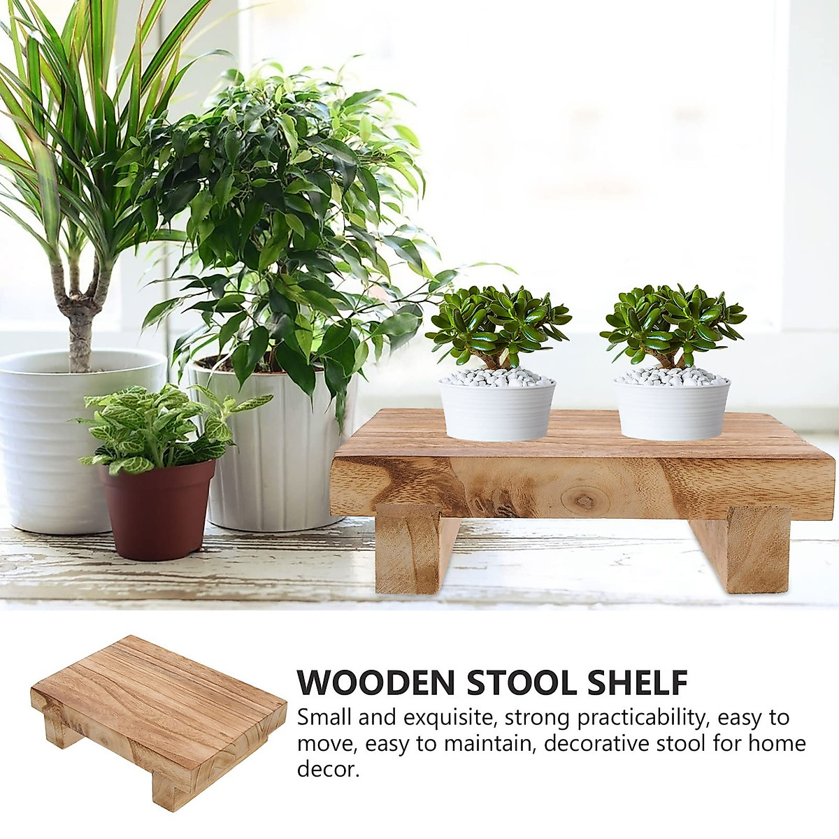 DOITOOL Table Stool Wood Stool for Bathroom Kitchen Step Stool High Bed Stool Small Stool Wood Risers Kids Step Stool Desk Stool Wood Riser for Kitchen Wooden Household The Bench