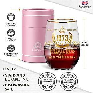 Kies®GIFT Gold 50th Birthday Gifts Women Personalised Glass 50 Year Old Gifts for Women 50th Birthday Party Decorations 50th Gin Sister Gifts