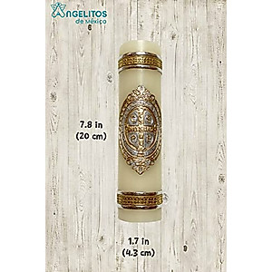 Saint Benedict Framed Medal Unique Candle Cirio de San Benito Protection