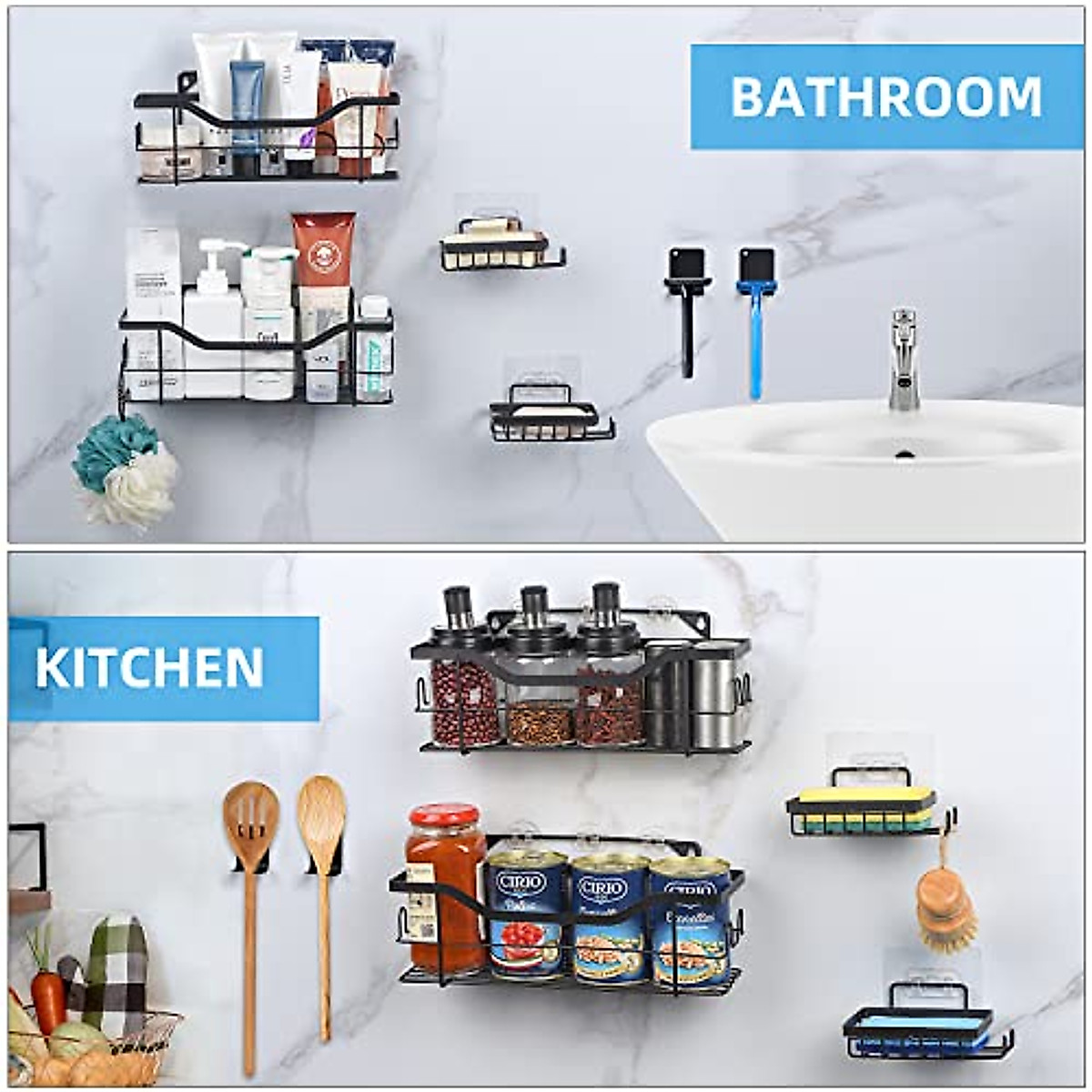 Funkprofi Bathroom Organizer, Bathroom Shelves Wall Mount, shower caddy, Toiletries Storage Basket Holder, Shower Accessories, Stainless Steel