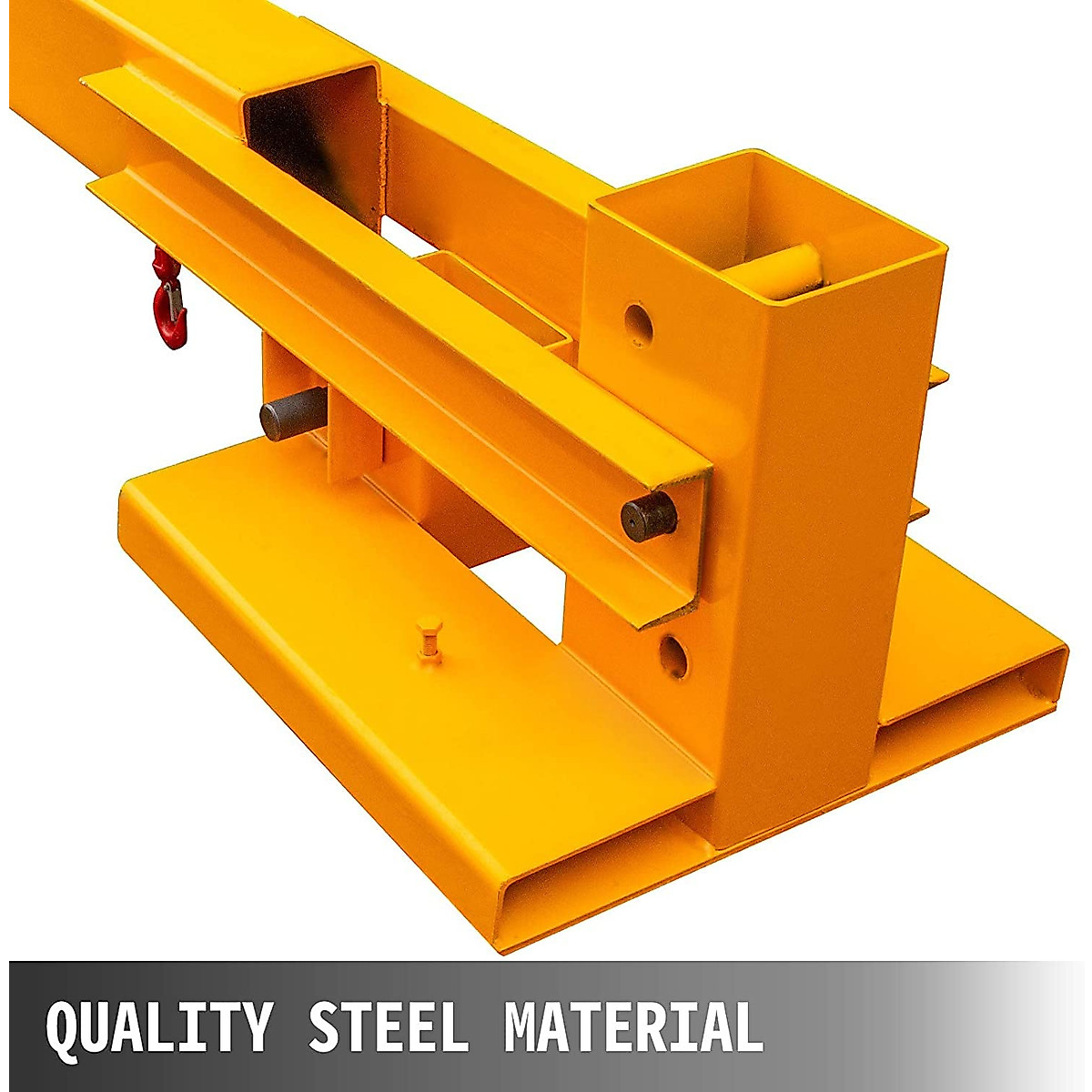 VEVOR Forklift Jib Boom Crane, Forklift Mobile Crane 6000lbs/3T Capacity, Forklift Lifting Hoist with 2 Hooks, Forklift Boom Attachment Towing Handling Equipment