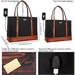 Woman Laptop Tote Bag, USB Teacher Bag, Large Work Bag Purse Fits 15.6 in Laptop, Lightweight Waterproof Leather Laptop Bag Shoulder Bag, Messenger Bag