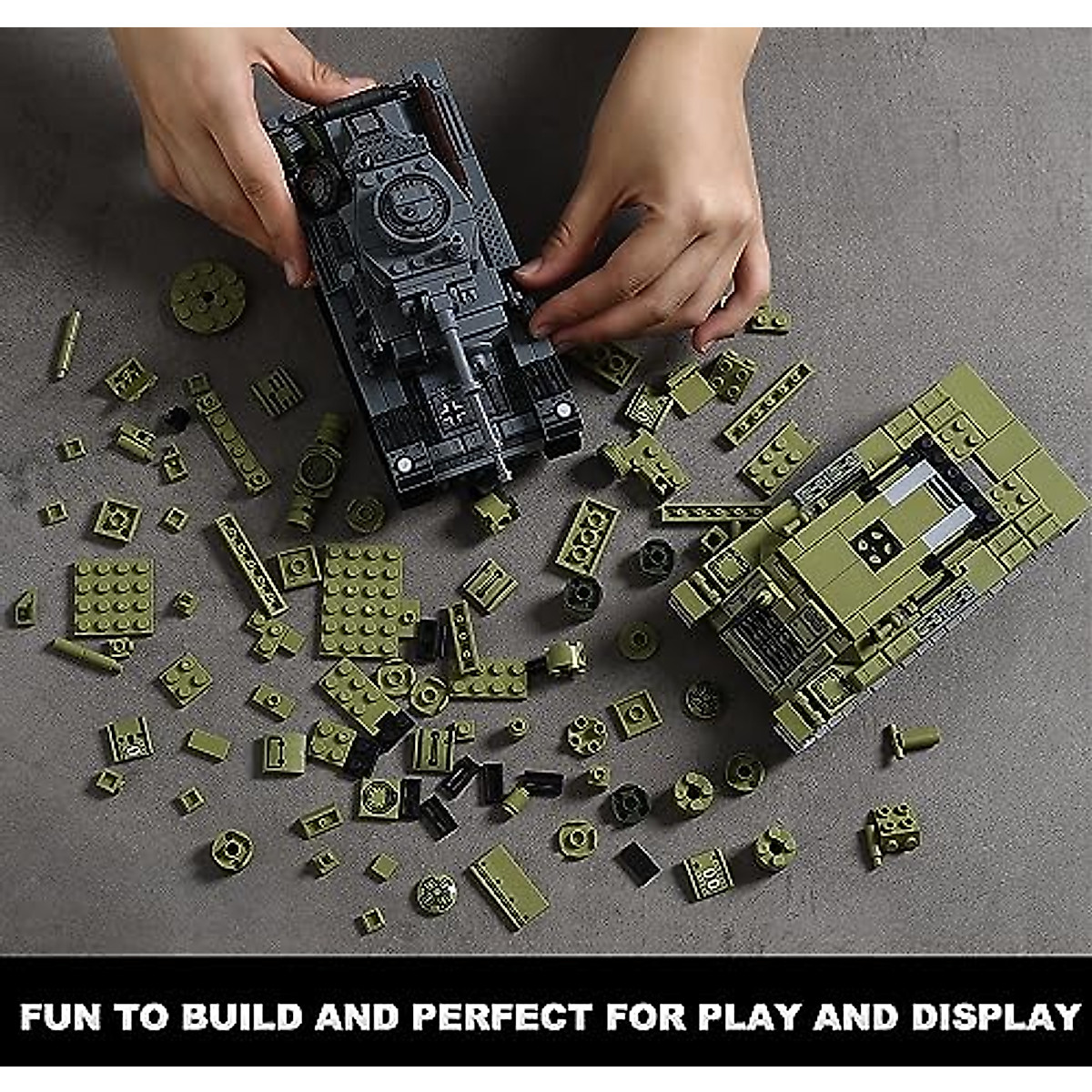 WW2 Army Tanks Toy Building Kit, Create a Soviet T-34 Tank & a German Panzer 38(t) Tank, Great Military Model Toys Gift for Boys, Kids, and Teens Age 8+ (1008 Pieces)