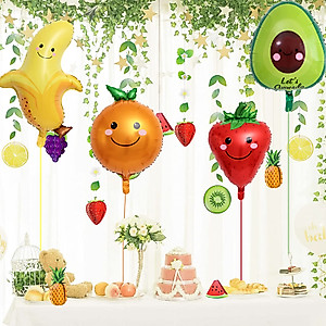 8Pcs Vegetable Fruit Foil Balloons Corn Carrot Orange Tomato Broccoli Strawberry Banana Orange Avocado Mylar Foil Balloons Party Decortions for Birthday Baby Shower