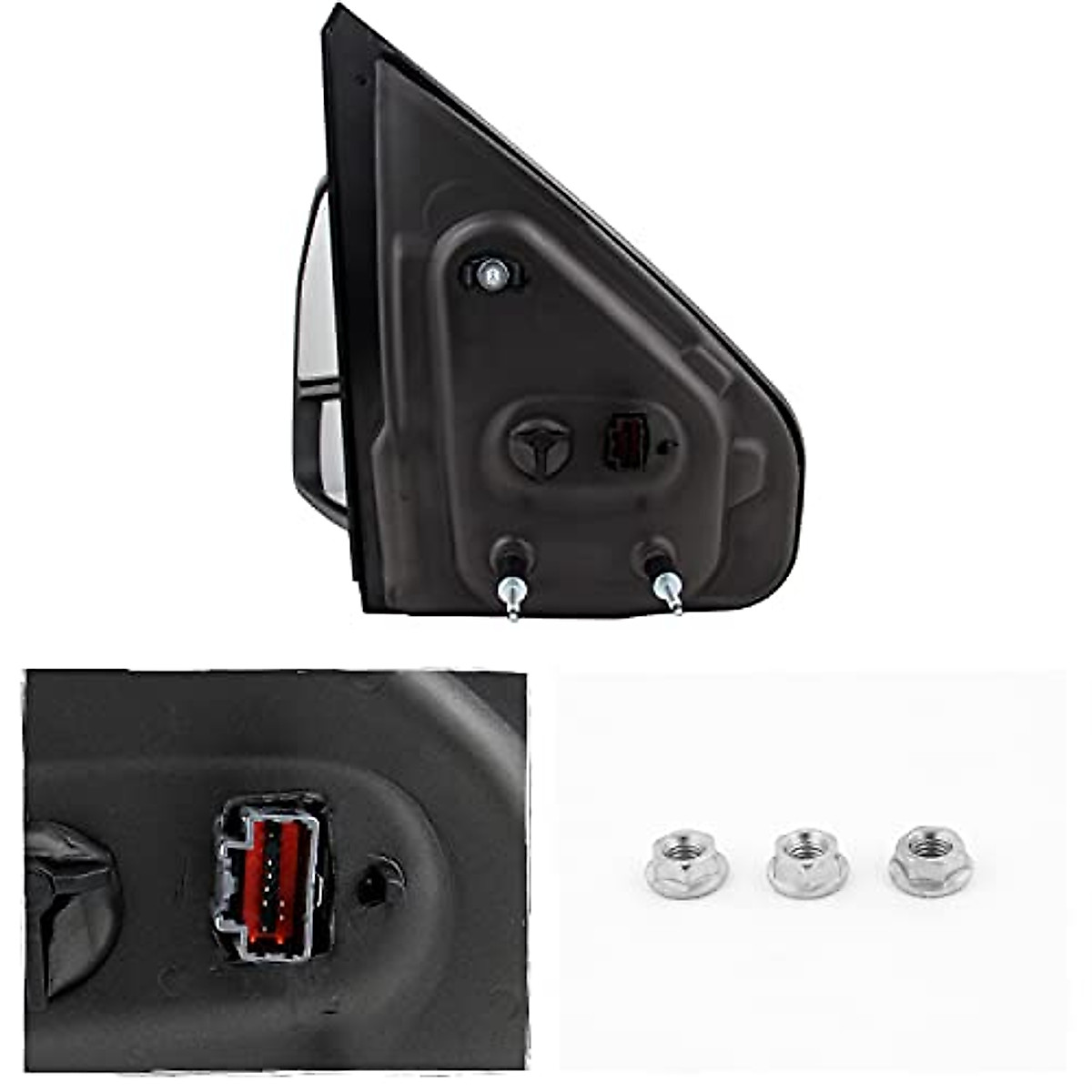 AKKON - For 07-14 Ford F150 Pair of Power + Heated + Turn Signal + Puddle Lamp + Manual Extendable Black Towing Side Mirrors