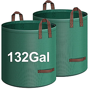 IWNTWY 2-Pack 132 Gallons Leaf Bags, Reusable Yard Waste Bags, Heavy Duty Upright Lawn Bags with 4 Handles for Garden Leaves and Waste Collection, Lightweight Portable Yard Trash Bag