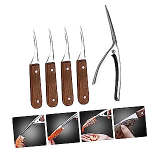 Lobster Crackers 1 Set Stainless Steel Shrimp Opener Tools for Fish Scale Remover Oyster Crackers Oyster Opener Shrimp Peeler Tool Shrimp Deveiners Shrimp Cleaning Supplies Chunk