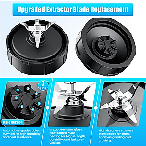 Revorit Blender Replacement Parts for Ninja, 2 24oz Cups with To-Go Lids, 7 Fins Extractor Blade, for Nutri Ninja Auto iQ BN801 BL480-30 BL640-30 BL642-30 NN100-30 BL2012 (2 Pack)