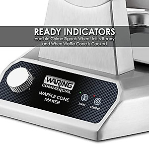 Waring Commercial Single Waffle Cone Maker, Heavy Duty Die Cast Housing, Non Stick Plates, Produces 60 Waffle Cones per Hour, 120V, 1200W, 5-15 Phase Plug