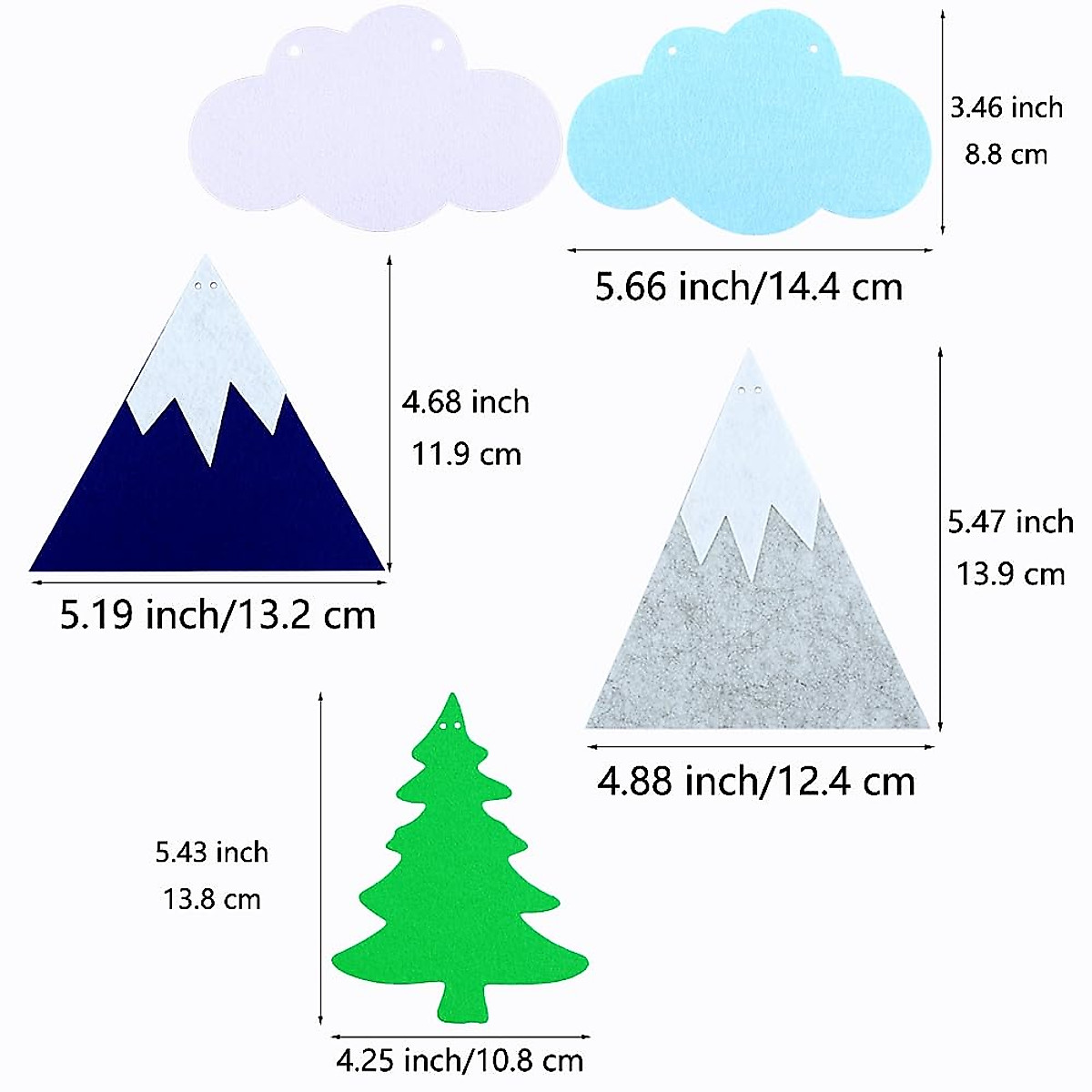 FAZHBARY 2 Pack Felt Woodland Garland Mountain Banner Mountain Nursery Decor Woodland Theme Baby Shower Decorations