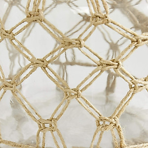 The Novogratz Glass Decorative Candle Lantern with Rope Handle, 7" x 8" x 9", Clear