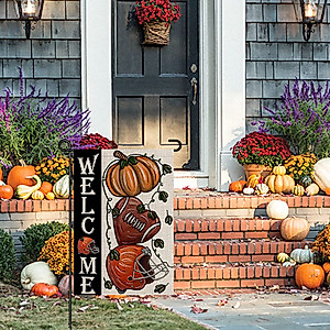 Fall Football Welcome Garden Flags 12x18 Inch Vertical Double Sided, Pumpkin Autumn Sports Game Day Sign Thanksgiving Seasonal Yard Outside Decor DF330