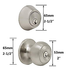 Gobrico Keyed Alike Entry Door Knob and Single Cylinder Deadbolt Lock Combo Set for Entrance and Front Door with Satin Nickel Finish,1 Pack