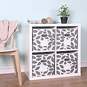 MAX Houser Fabric Storage Bins Cubes Baskets Containers with Dual Plastic Handles for Home Closet Bedroom Drawers Organizers, Flodable,Grey, Set of 6