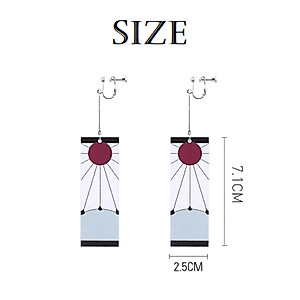 Tanjiro Hanafuda Earrings Breath Of The Sun Symbol Great For Demon Slayer Anime Light-Weight Wearing (Breath Of The Sun B)