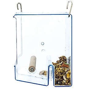 Birds LOVE Bird Feeder Seed Catcher Tray Hanging Cup Food Dish for Parrot Cage for Small Birds Lovebirds Cockatiels Canaries Sun Conures Blue