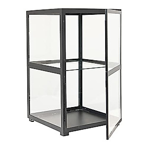 Creative Co-Op Metal & Glass Display 1 Shelf, Black Cabinet