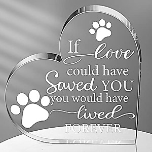 Pet Memorial Gift Pet Keepsake Gift Sympathy Gift for Loss Remembrance Gifts Cat Memorial Gifts Bereavement Crystal Acrylic Heart Decor Crystal Acrylic Heart Condolence Gifts for Loss of Loved One