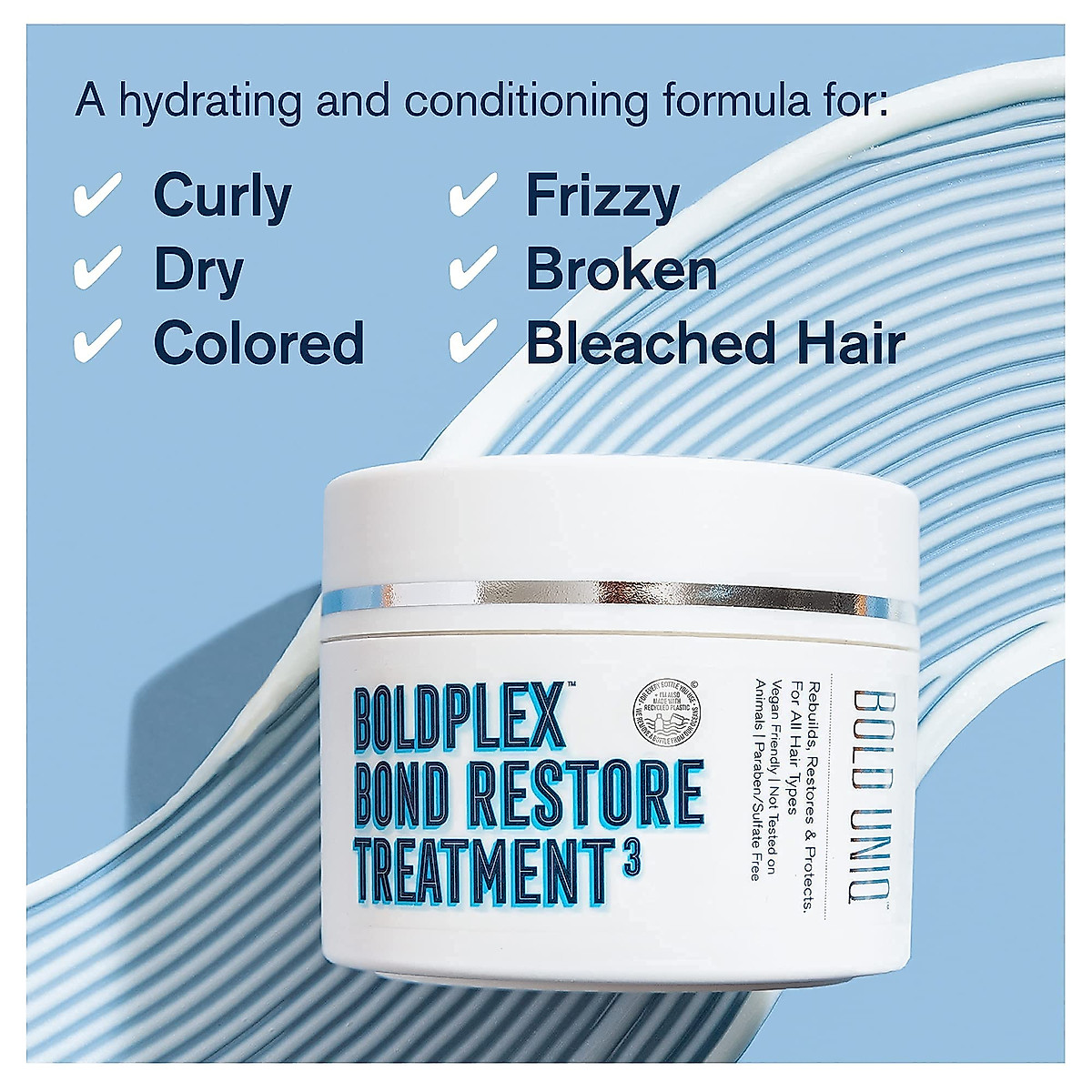 BOLD UNIQ Boldplex Bond Repair Hair Protein Treatment Bundle. Regime for Dry Damaged Hair. Hydrating & Conditioning for Curly, Colored, Frizzy, Broken & Bleached Hair. Paraben & Sulfate Free.