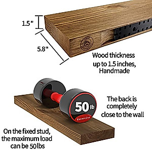 XWNE Wood Floating Shelves,24 inch Rustic Wood Wall Shelves for Bathroom Living Room Bed Room Kitchen Farmhouse Laundry Room Set of 2,Handmade-Thickened Wall Shelf,Oak Color