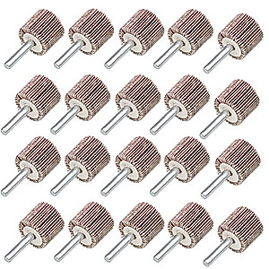 20Pack Abrasive Flap Wheel Sander，1" x 1" x 1/4" Shank Mounted Flap Wheels, 80 Grit Aluminum Oxide Sanding Flap Wheel for Rust Removal Deburring Polishing Satin-Finishing- Abrasive Grinding Tool
