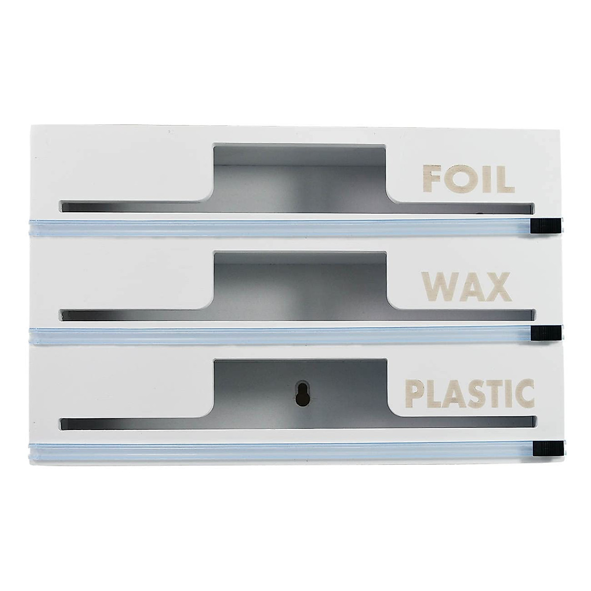 The Luxe Union 3-in-1 Wax, Foil, and Plastic Wrap Dispenser with Cutters, Drawer and Countertop Organizer for Cling, Film, and Parchment Paper, Pre-Labeled Organization, Bamboo Holder