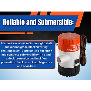 SEAFLO 01-Series 500 GPH Bilge Pump 12v 4-Year Warranty!