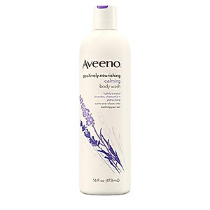 Aveeno Positively Nourishing Calming Body Wash with Lavender, Chamomile & Ylang-Ylang, Lightly Scented Daily Moisturizing Body Cleanser to Soothe & Relax, 16 fl. oz