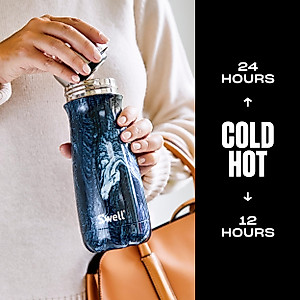 S'well Stainless Steel Traveler, 16oz, Azurite Marble, Triple Layered Vacuum Insulated Containers Keeps Drinks Cold for 24 Hours and Hot for 12, BPA Free, Easy Carrying On the Go