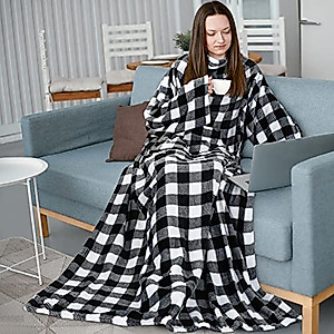 Catalonia Classic Wearable Blanket with Sleeves for Women Men Adults Teenagers, Super Soft and Warm Fleece Wrap TV Blanket Throw for All Seasons, 72'' x 55''