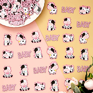 Cheereveal 200pcs Cow Confetti for Baby Shower, Cow Baby Shower Decorations Girl Pink, Cow Print Confetti for Tables Farm Animal Party Supplies