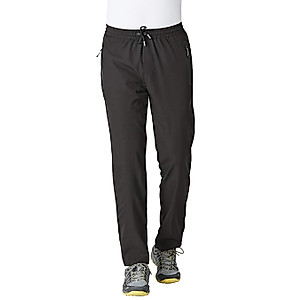 YSENTO Mens Track Pants Quick Dry Lightweight Joggers Athletic Hiking Pants Zipper Pockets Black Size XL