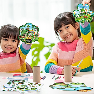 Sumind 28 Sets St. Patrick's Day Craft Kits for Kids St Patricks Day Scenes Shamrock Stickers Accessories Leprechaun Clover Gold Coin DIY Ornament Craft for Home Classroom Irish Party Supplies