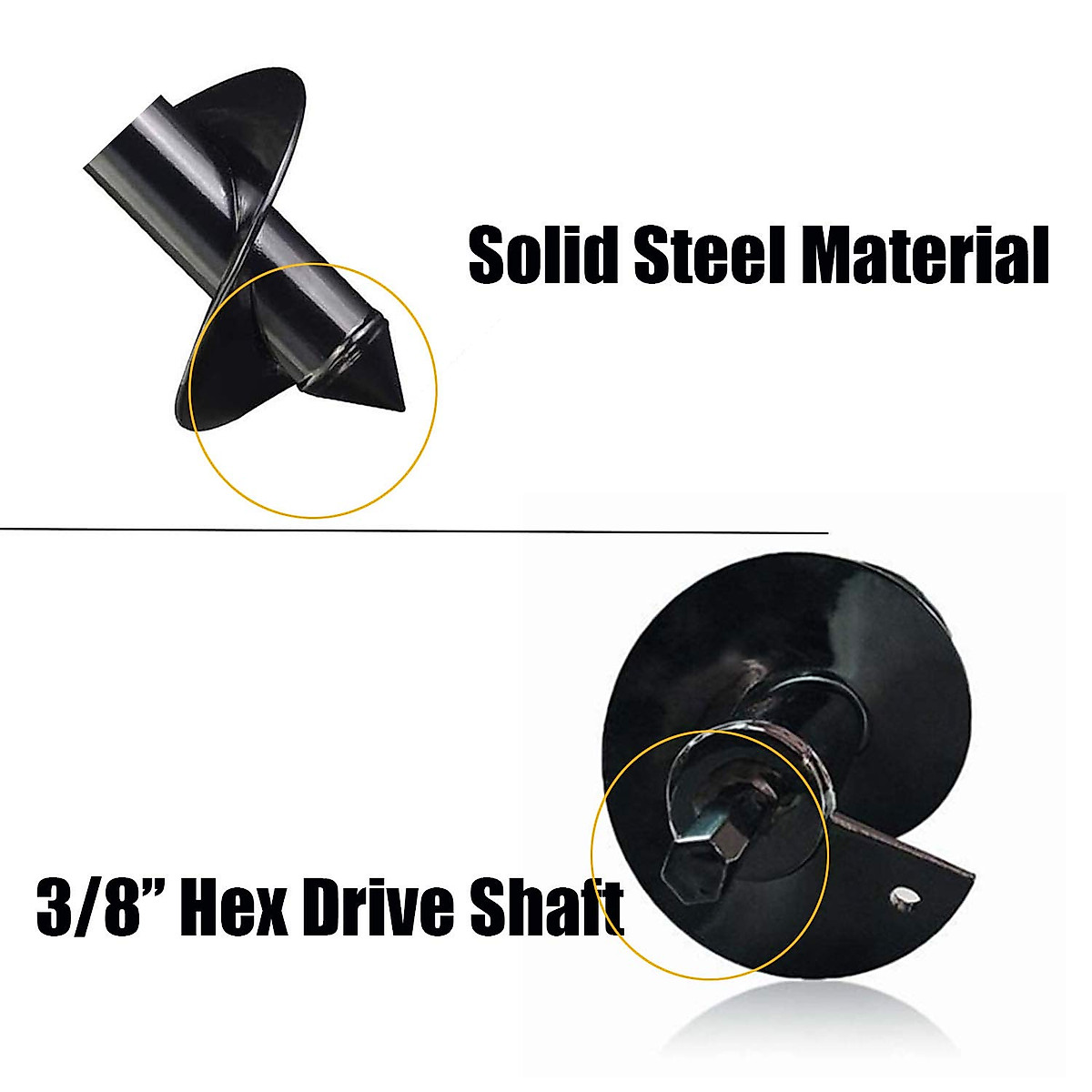 Gezhesiwei Auger Drill Bit Garden Auger Spiral Drill Bit Non Slip Earth Drill Auger for 38” Hex Drive Drill (3.5”X20”Black)