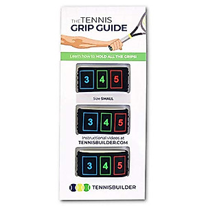 The Tennis Grip Guide by Tennisbuilder | Designed for Adults and Kids Tennis Racket | from Advanced to Beginner Tennis Players (Small, 3 Pack)