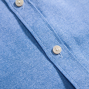 LOCALMODE Men's Casual Slim Fit Short Sleeve Button Down Solid Oxford Dress Shirt Green L