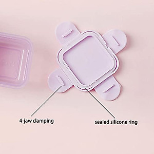 8 PCS BPA-Free Plastic Containers with Lids, 5.3 oz Small Food Storage Containers with Clamping, Colorful Meal Prep Container Reusable, Square Freezer Storage Jar Sauce Condiment Cup Container Halyuhn