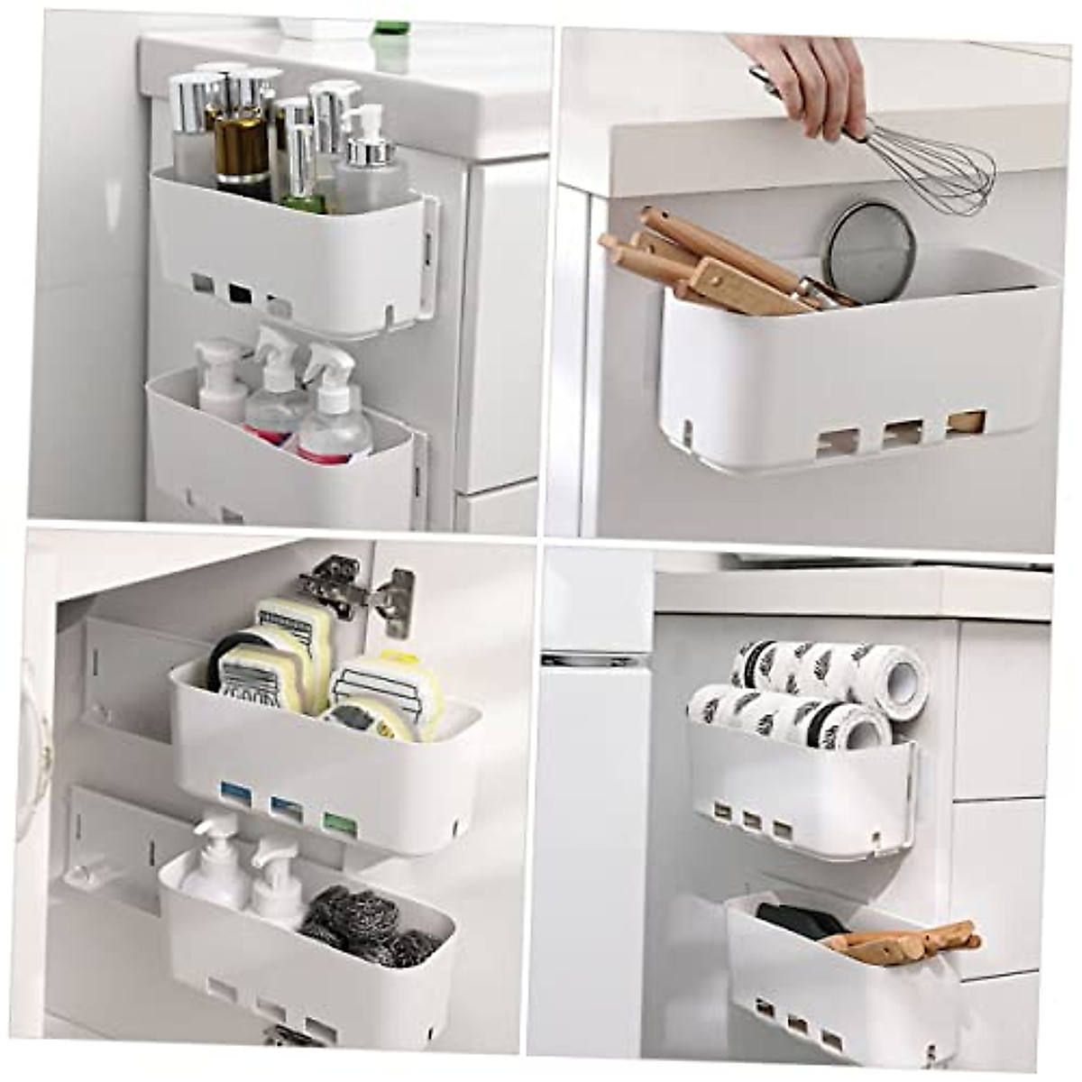 VICASKY 2pcs Box Shelf Under Sink Storage Caddy Plastic Storage Drawers Under Sink Shelf Multipurpose Sink Organizers Under The Sink Organizer Kitchen Bathroom Organizer White Counter Pp
