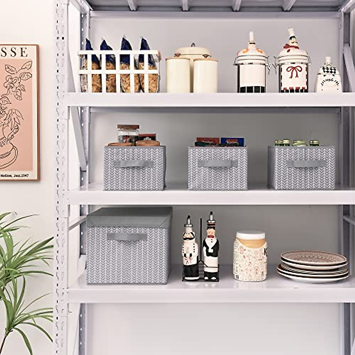 GRANNY SAYS Bundle of 3-Pack Closet Storage Boxes & 2-Pack Wicker Storage Baskets for Shelves