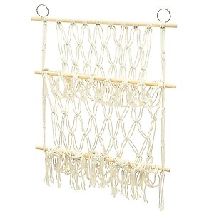 VOSAREA Wall Mounted Bookshelf Hammocks Book Shelf for Kids Rooms Book Shelves Home Decor Macrame Wall Hammock Macrame Woven Tapestry Hand Woven Pendant Iron White Organizer Nordic