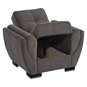 Sweet Home Stores AIR 37" Upholstered Armchair with Storage, Firm, Fabric, 1 Seater, Sleeper Chair for Living Room or Home Office, Gray-119